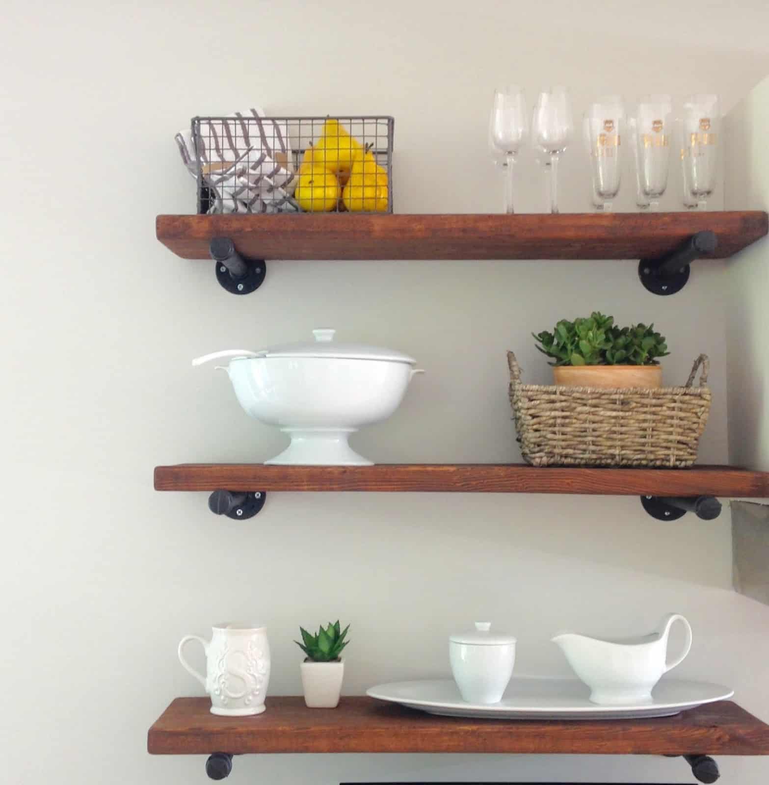DIY Rustic Kitchen Shelves KnockOffDecor