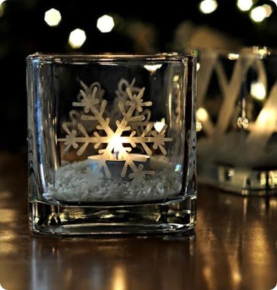 Etched Glass Snowflake Candle Holder - KnockOffDecor.com