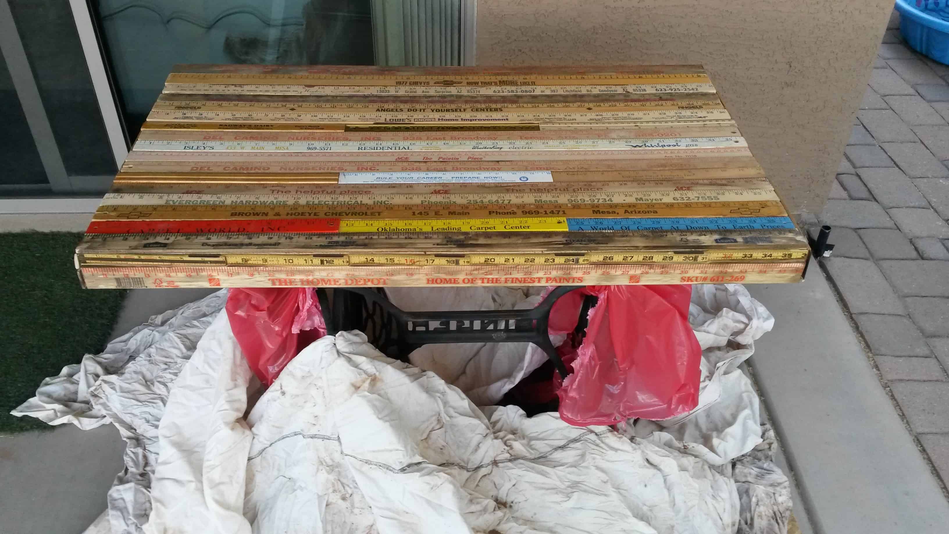 Recycled Yard Stick Table Top - KnockOffDecor