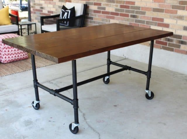 How to Build a DIY Pipe and Wood Table - KnockOffDecor
